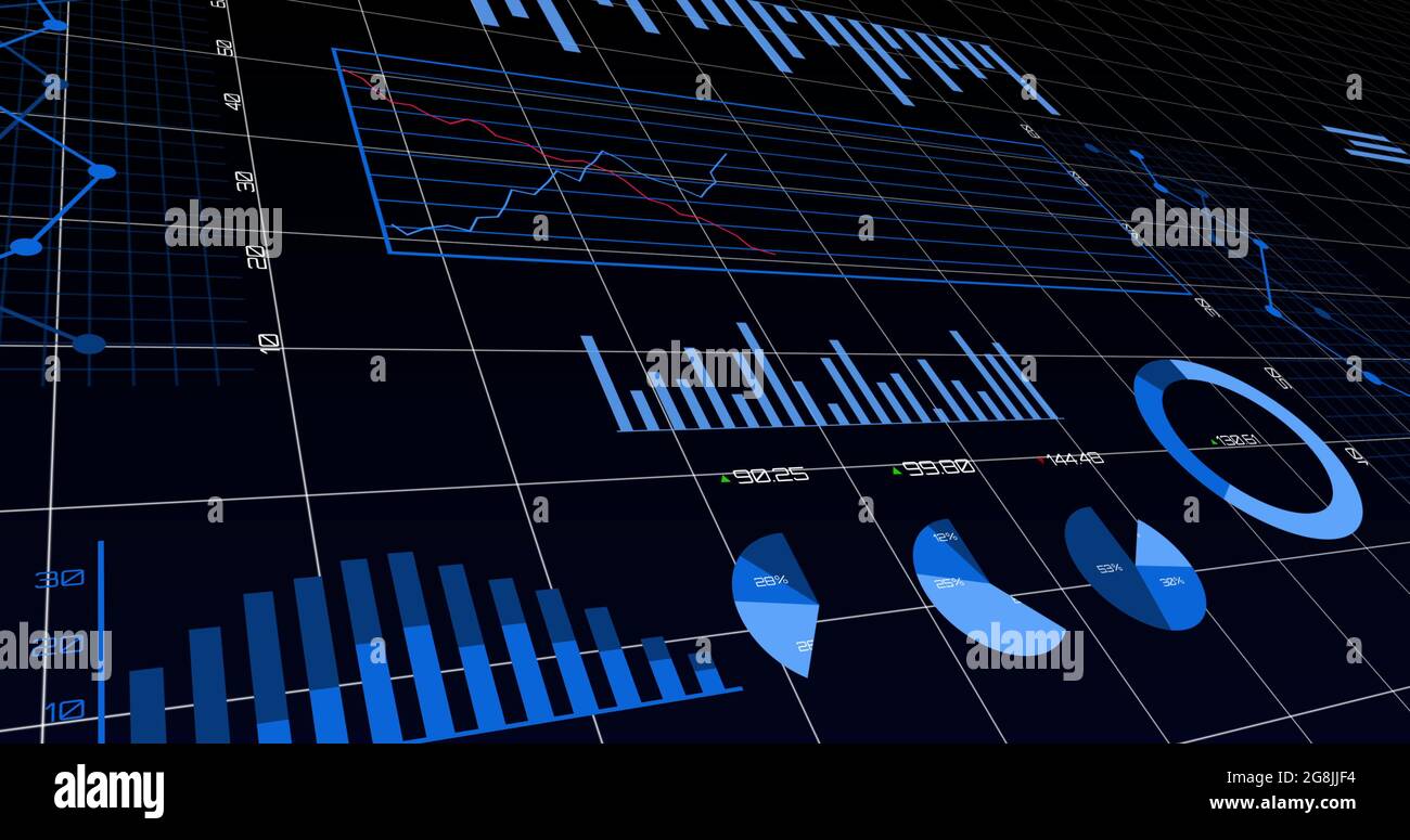 Image of multiple graphs on white grid Stock Photo - Alamy