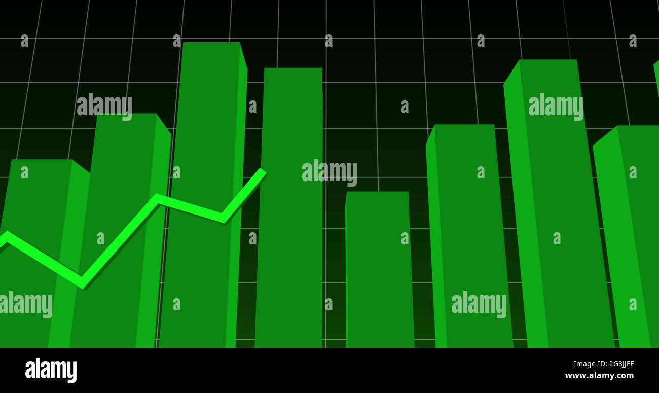 Image of green graph on white grid on black background Stock Photo - Alamy