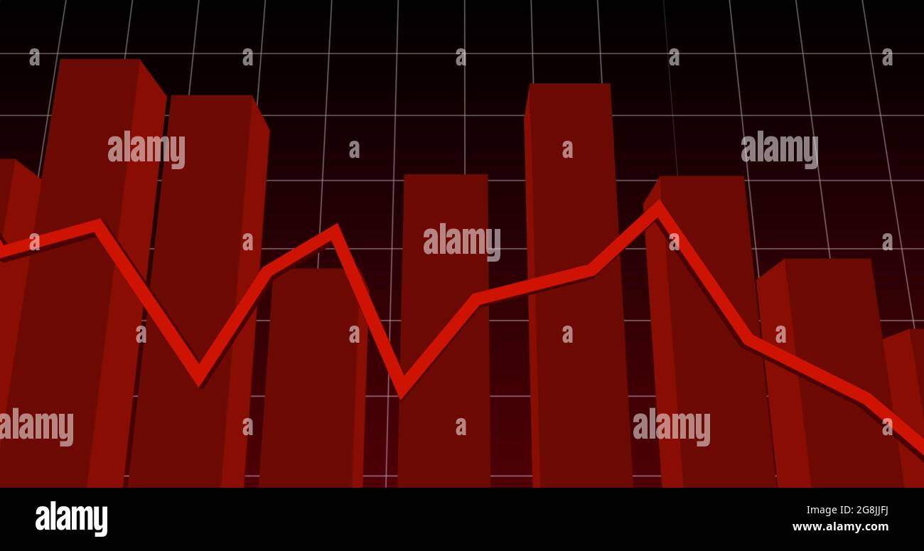 Image of a red graph on white grid on red background Stock Photo - Alamy