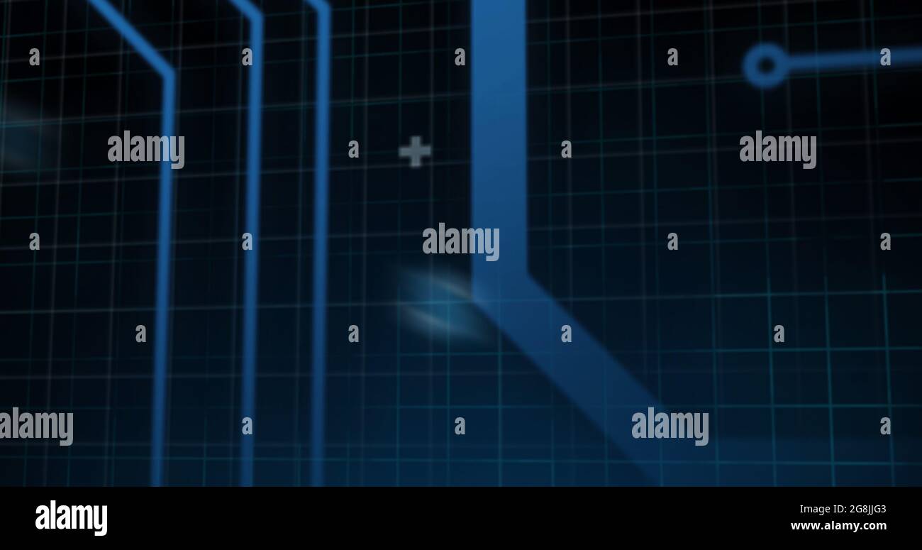 Image Of Scope Scanning And Data Processing On Screen With Circuit Board Elements In Background