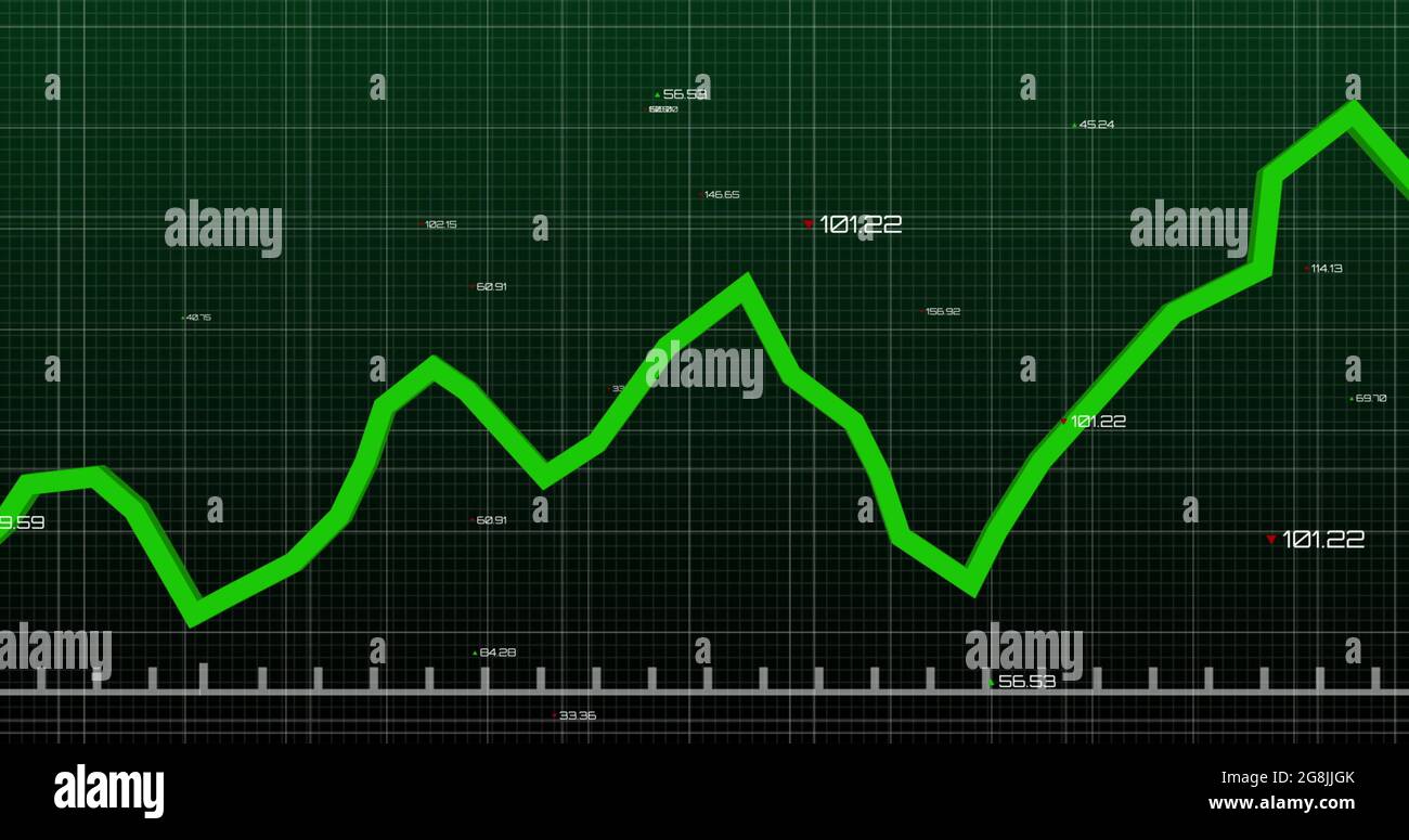 Image of green graph line on green grid Stock Photo - Alamy