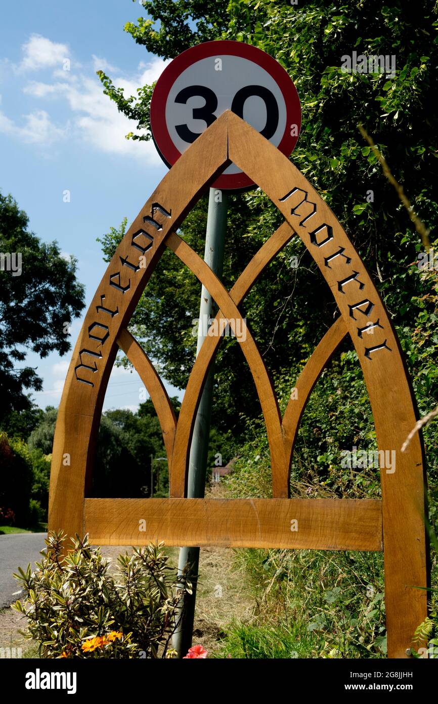 Moreton village sign hi-res stock photography and images - Alamy
