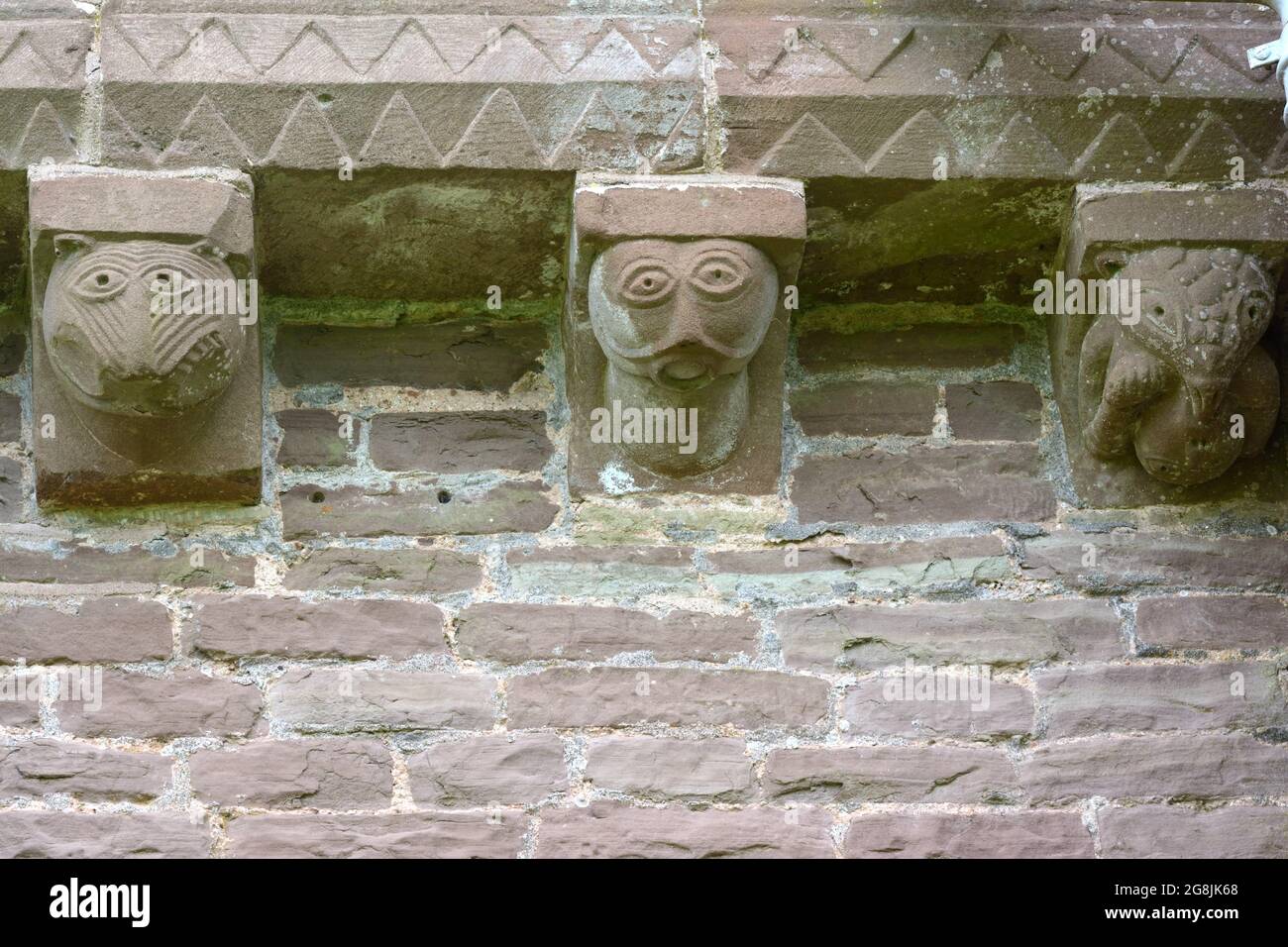 Historical stone carved corbels St Mary and St David Church Kilpeck ...