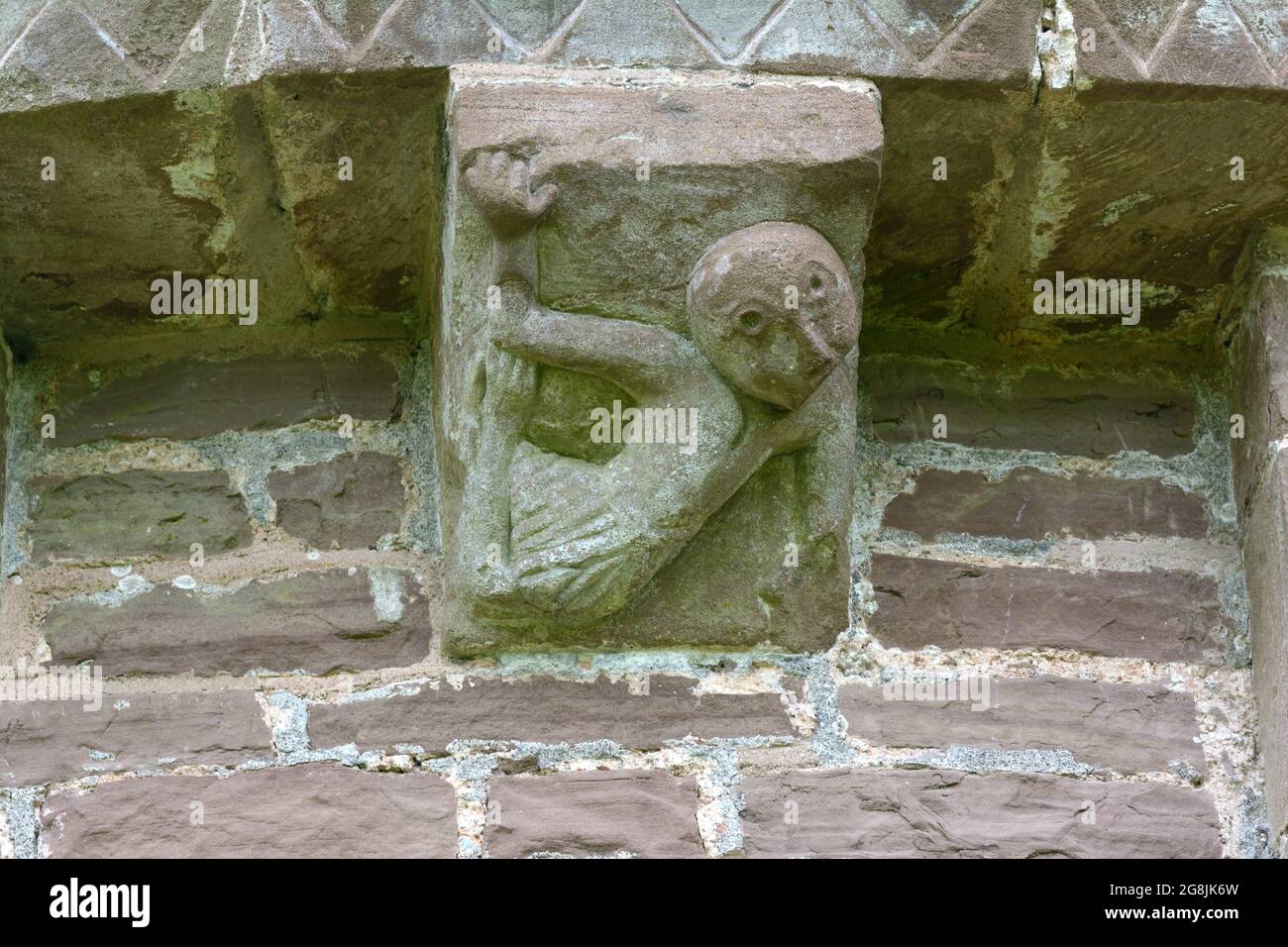 Historical stone carved corbels St Mary and St David Church Kilpeck ...