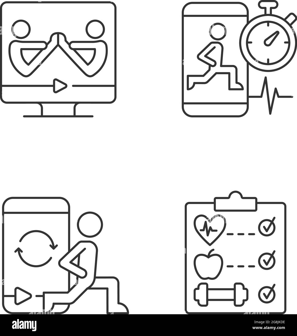 Online fitness wellness programs linear icons set Stock Vector Image ...