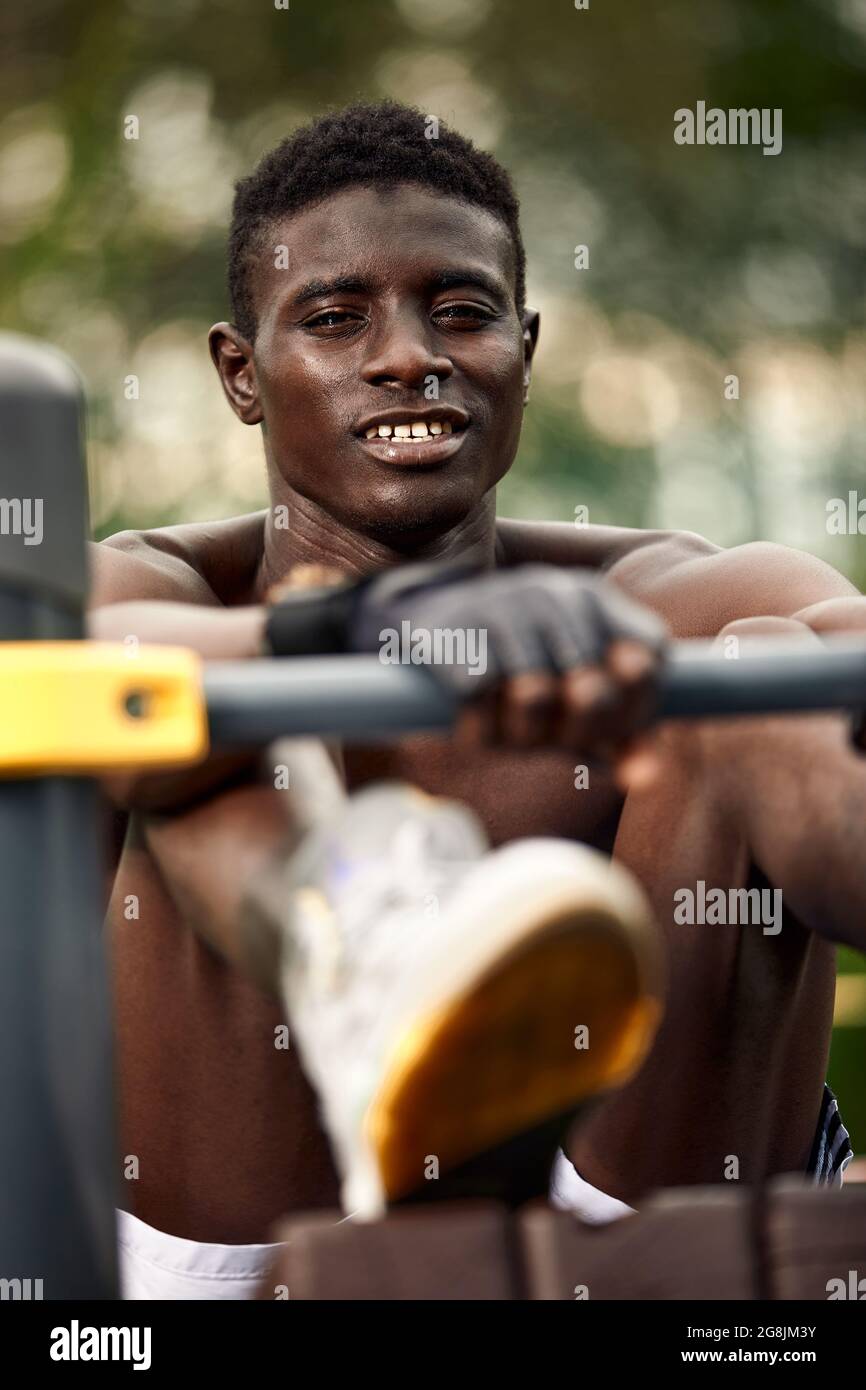 African american woman performs exercises hi-res stock photography and ...
