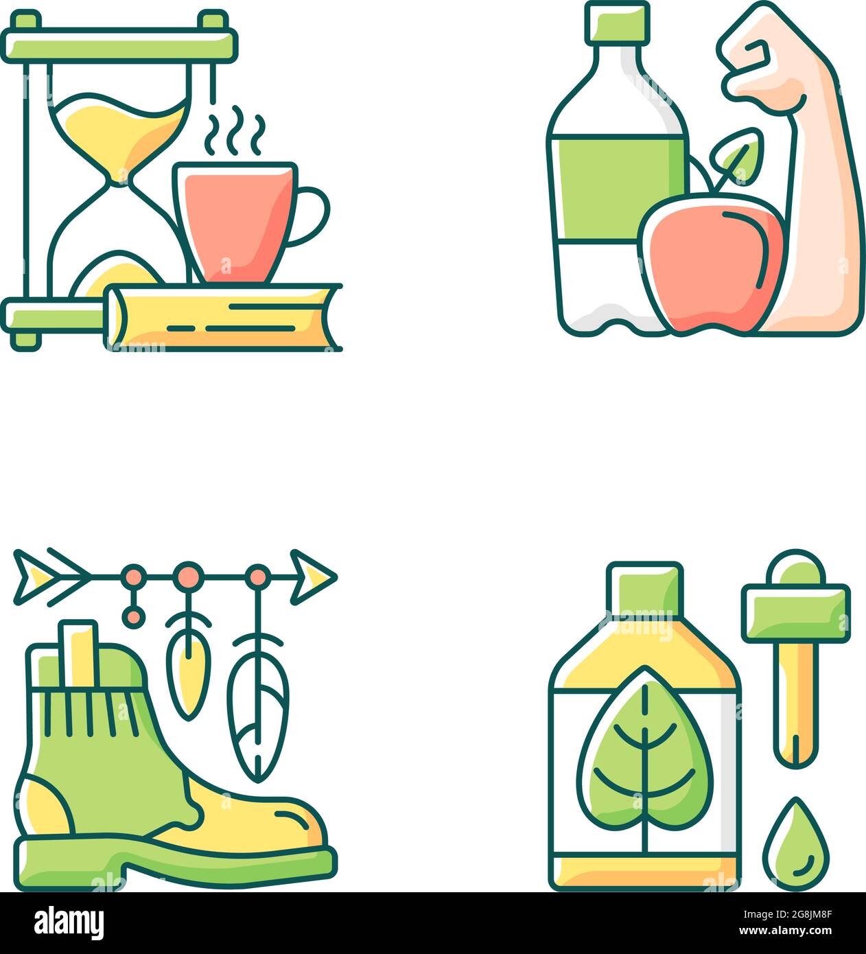 Changing habits and priorities RGB color icons set Stock Vector Image ...