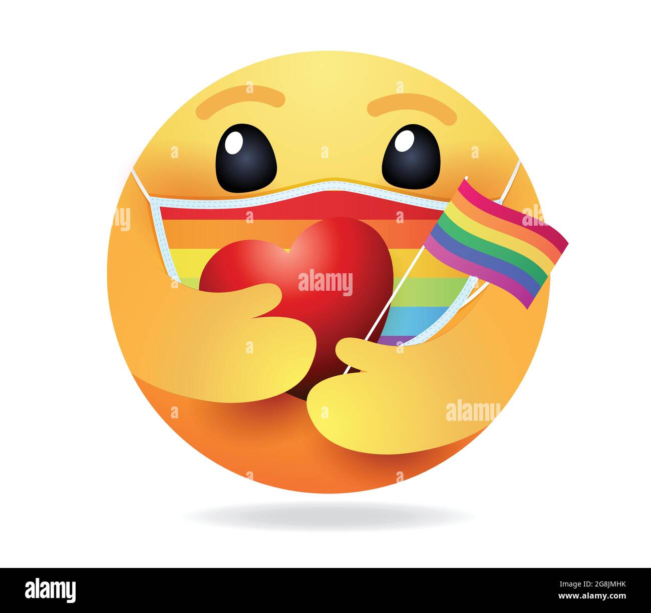 High quality emoticon on white background. Emoji with Pride flag Red ...