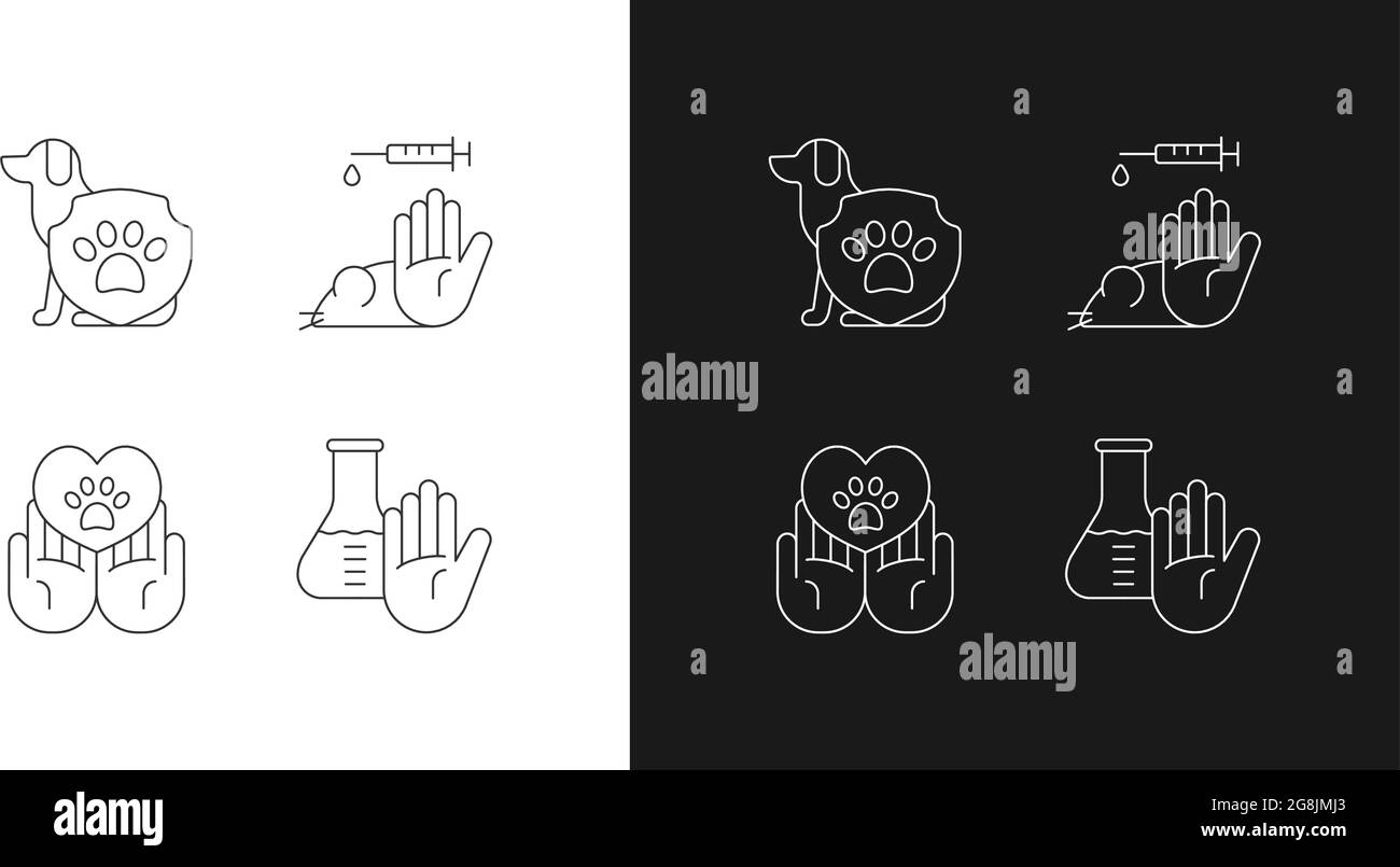 Animal testing linear icons set for dark and light mode Stock Vector ...
