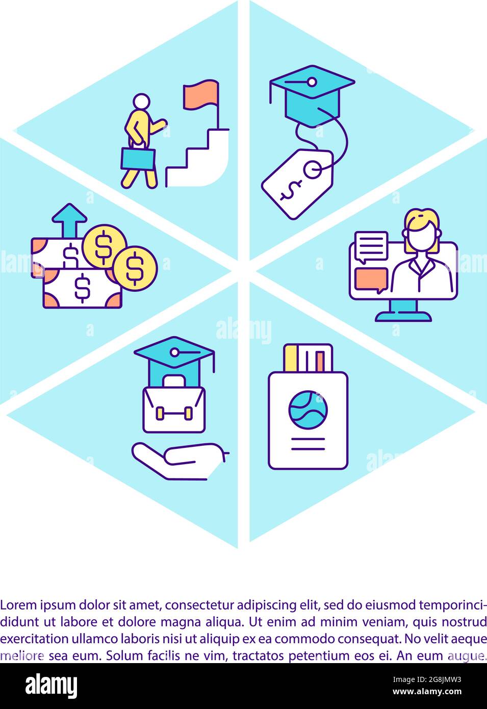 International intern programs concept line icons with text Stock Vector ...