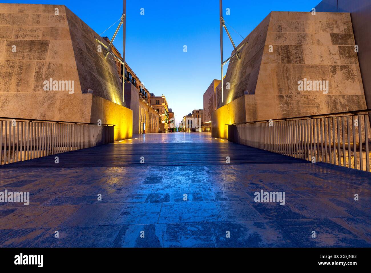 The main central street in Valletta - Republic street in the night ...