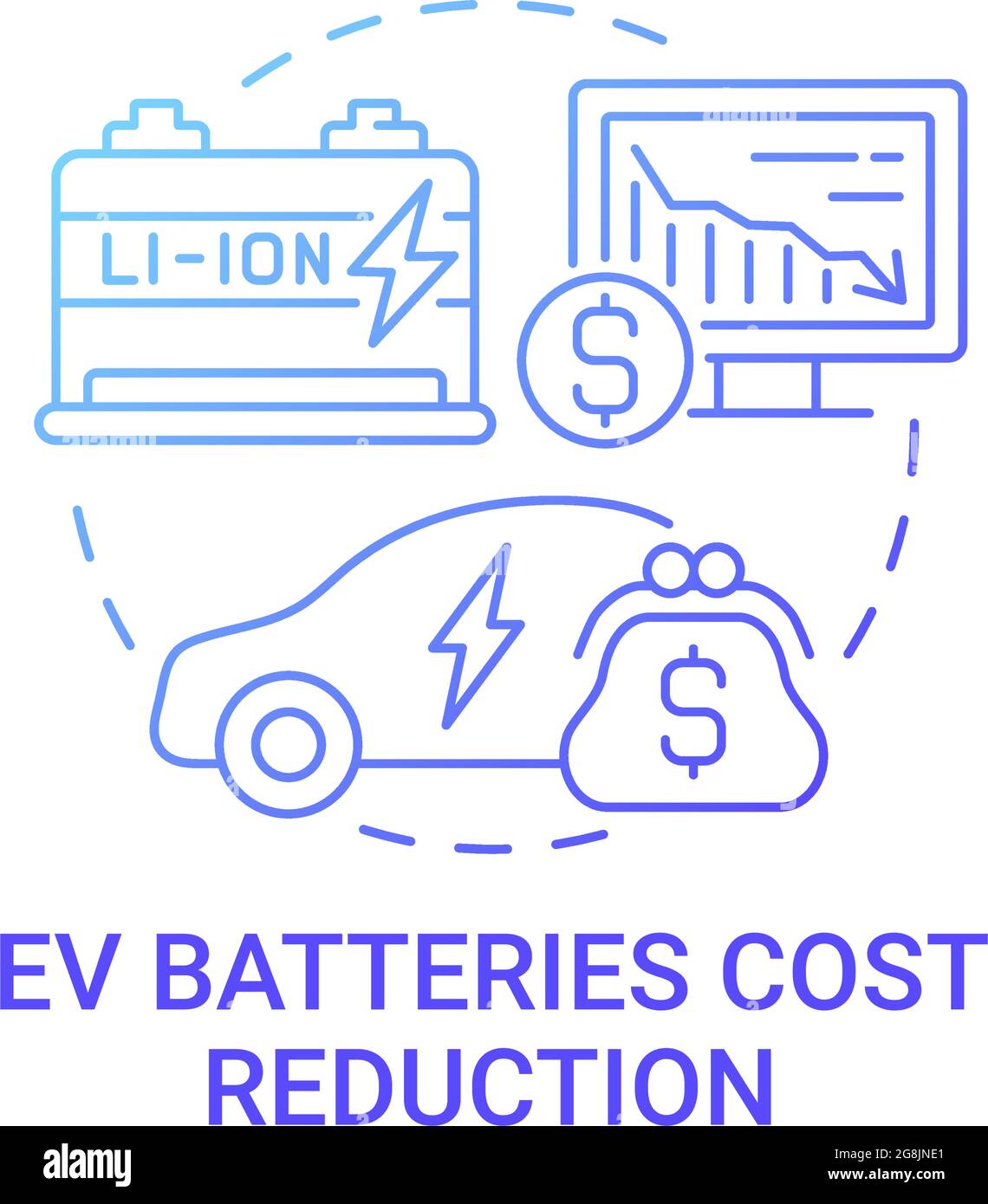EV batteries cost reduction concept icon Stock Vector Image & Art - Alamy