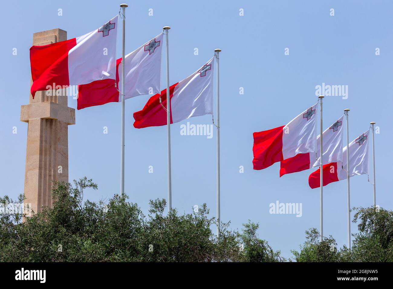 National flag of Malta against the blue sky in Valletta Stock Photo - Alamy