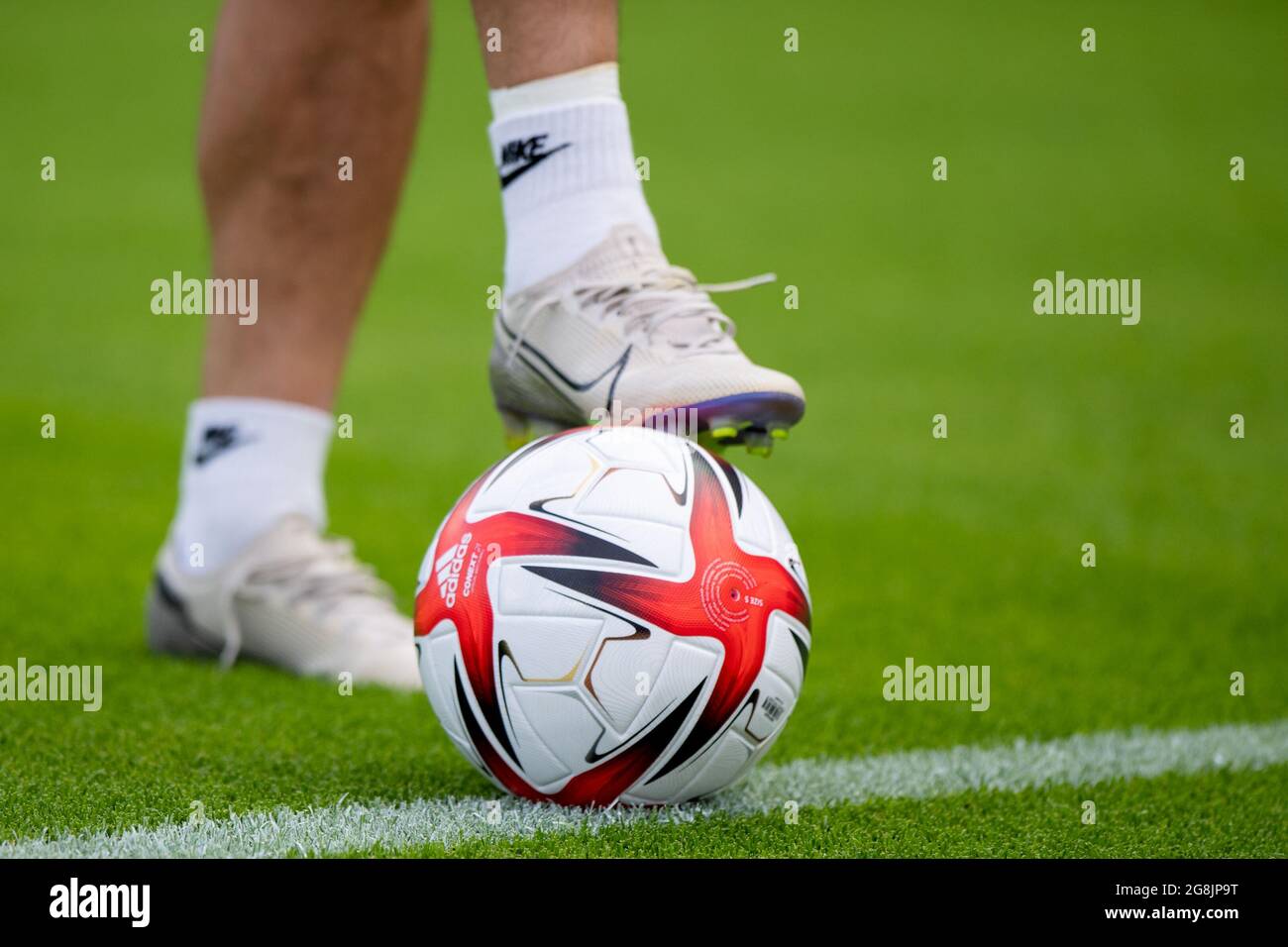 RIFU, JAPAN - JULY 21: Detailed view of an Adidas Olympic football ...