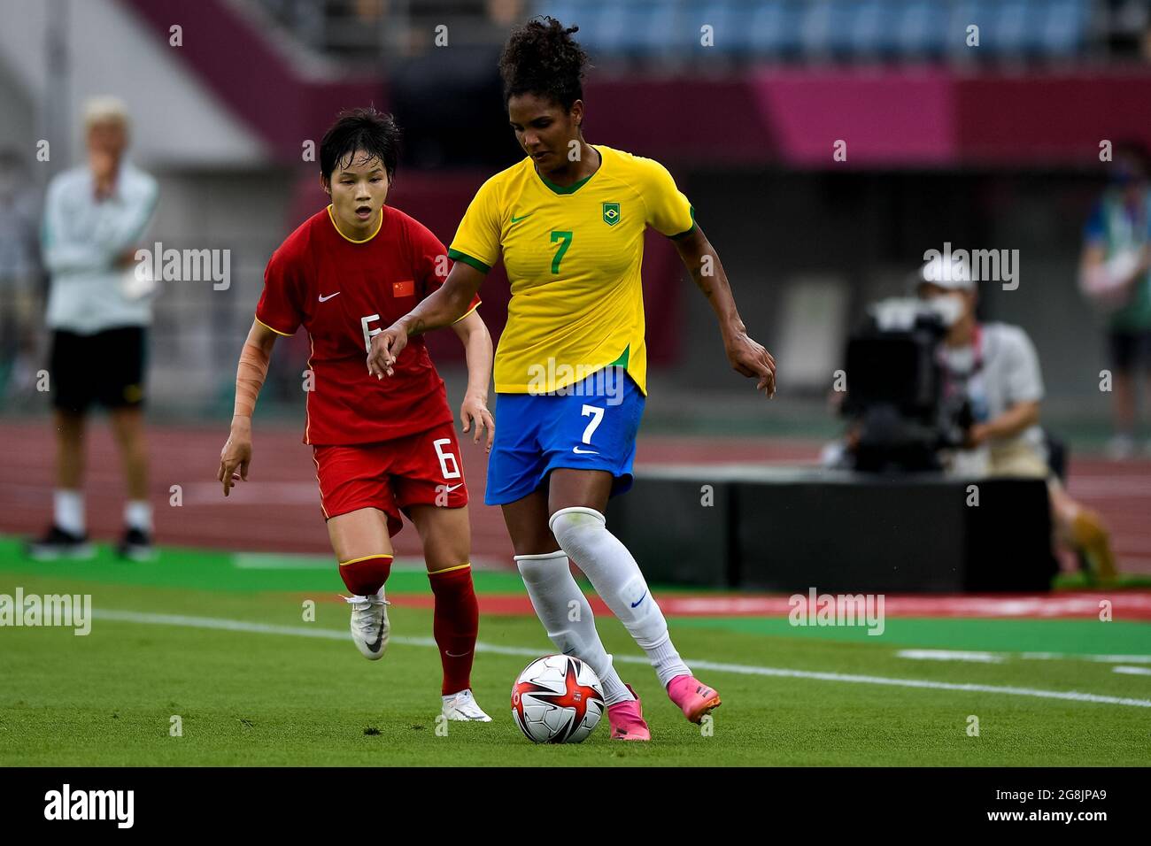 RIFU, JAPAN - JULY 21: Xin Zhang of China and Duda of Brazil during the ...