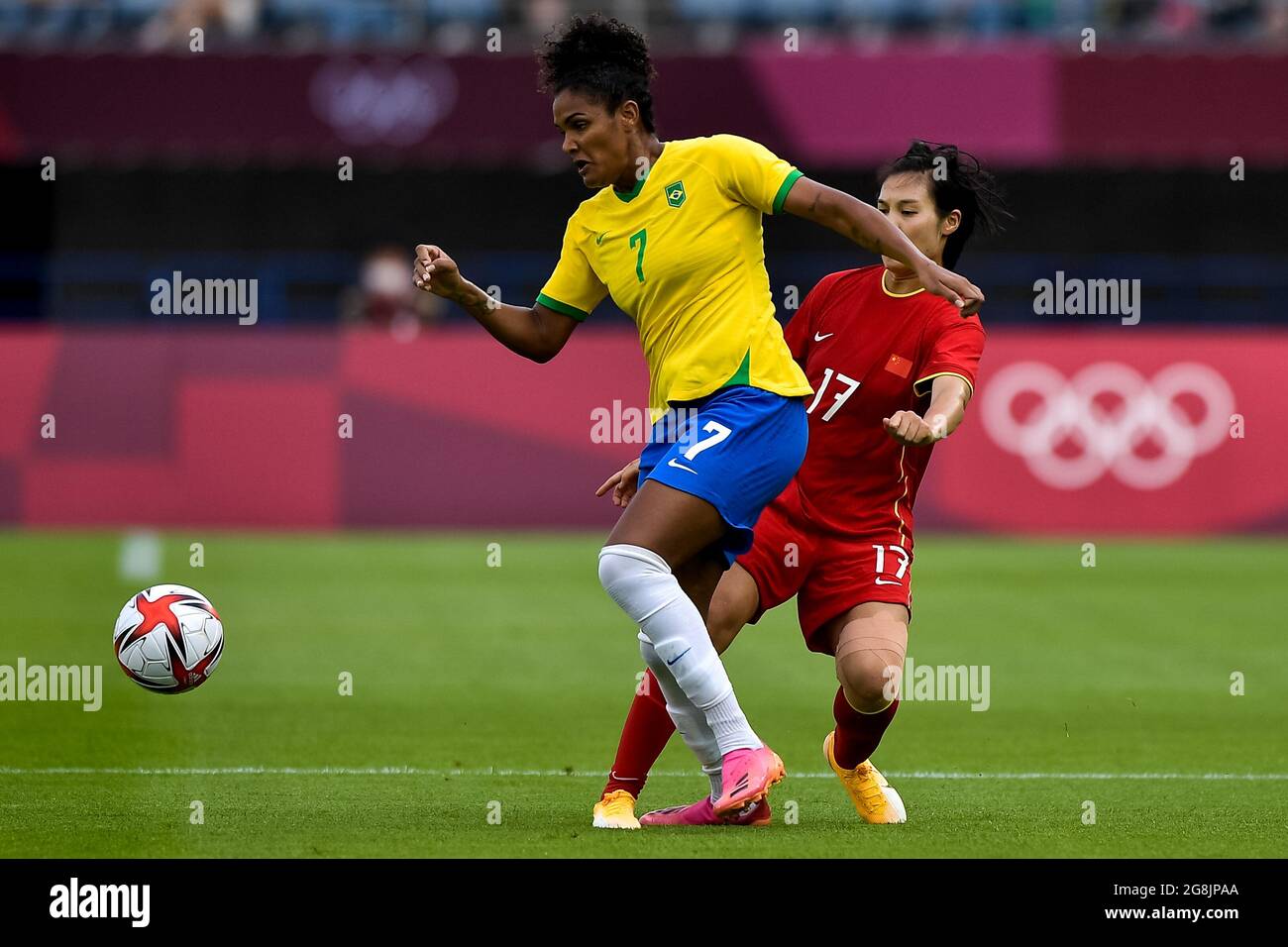 RIFU, JAPAN - JULY 21: Duda of Brazil and Guiping Luo of China during ...