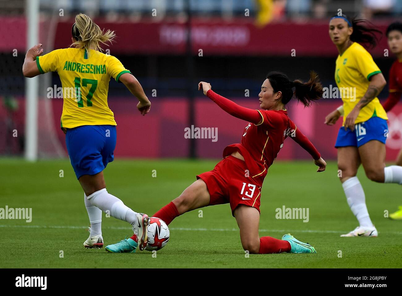 RIFU, JAPAN - JULY 21: Andressinha of Brazil and Lina Yang of China ...