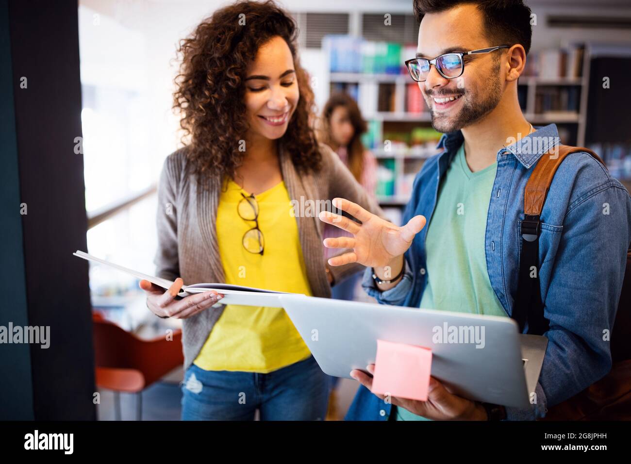 Young university students studying together. Group of multiracial ...