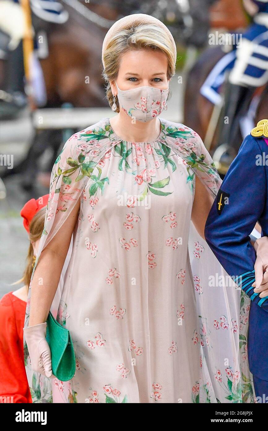 Queen Mathilde of Belgium attending Te Deum in Brussels, Belgium ...