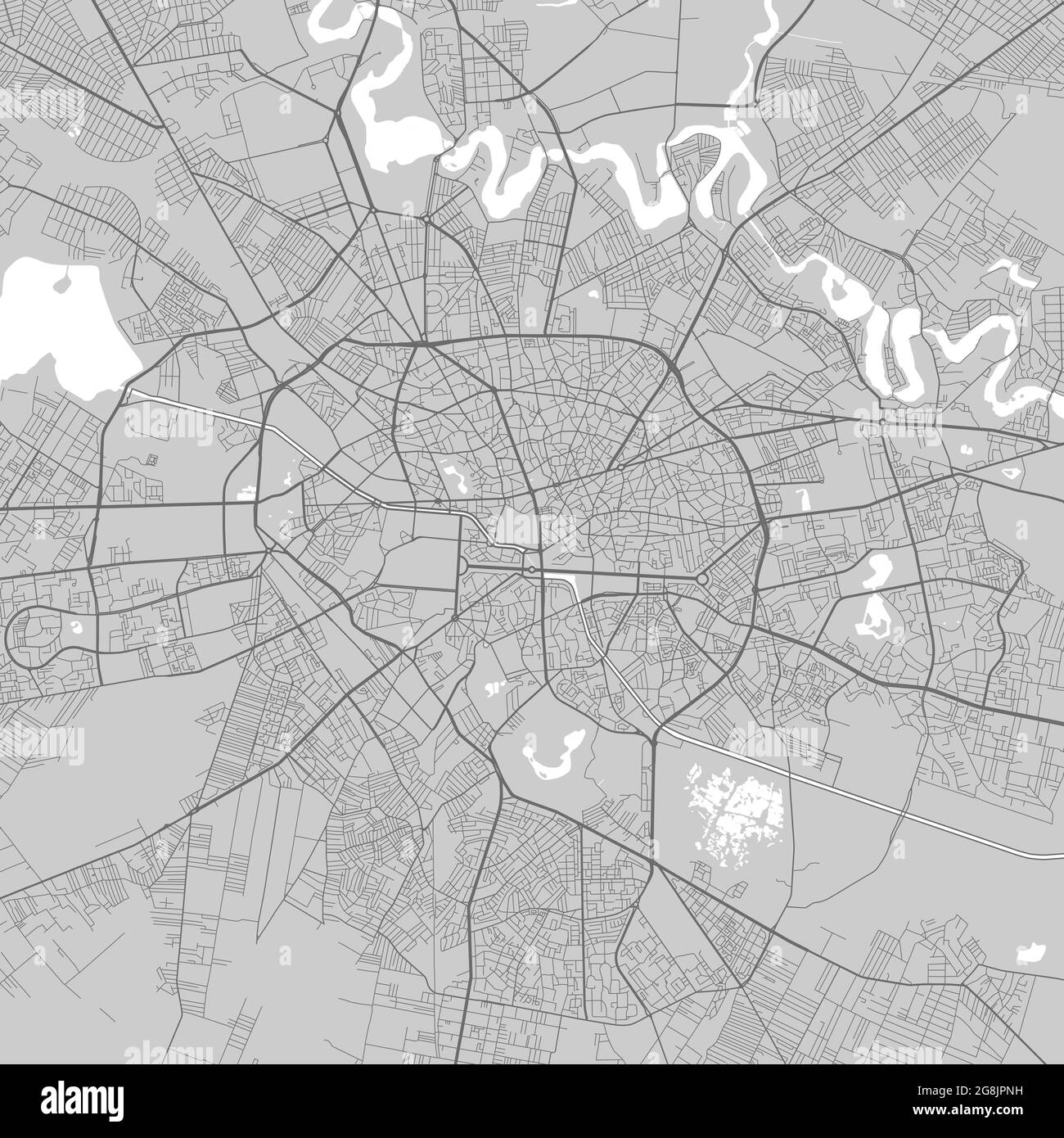 Urban city map of Bucharest. Vector illustration, Bucharest map grayscale art poster. Street map ...