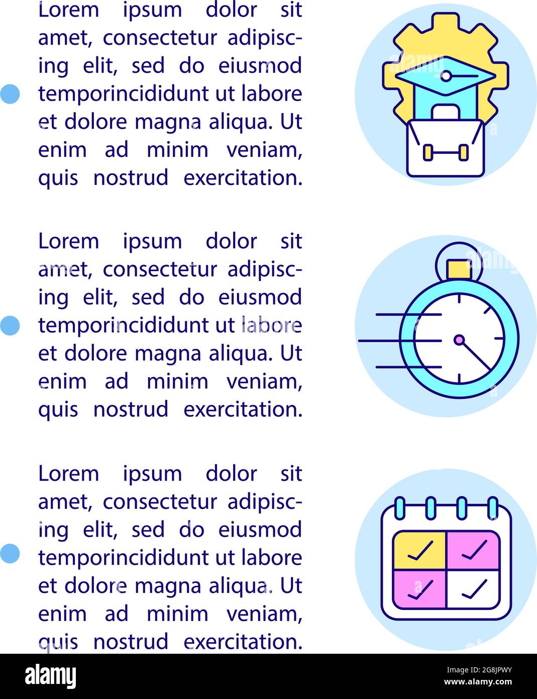 Short-term, long-term intern programs concept line icons with text ...