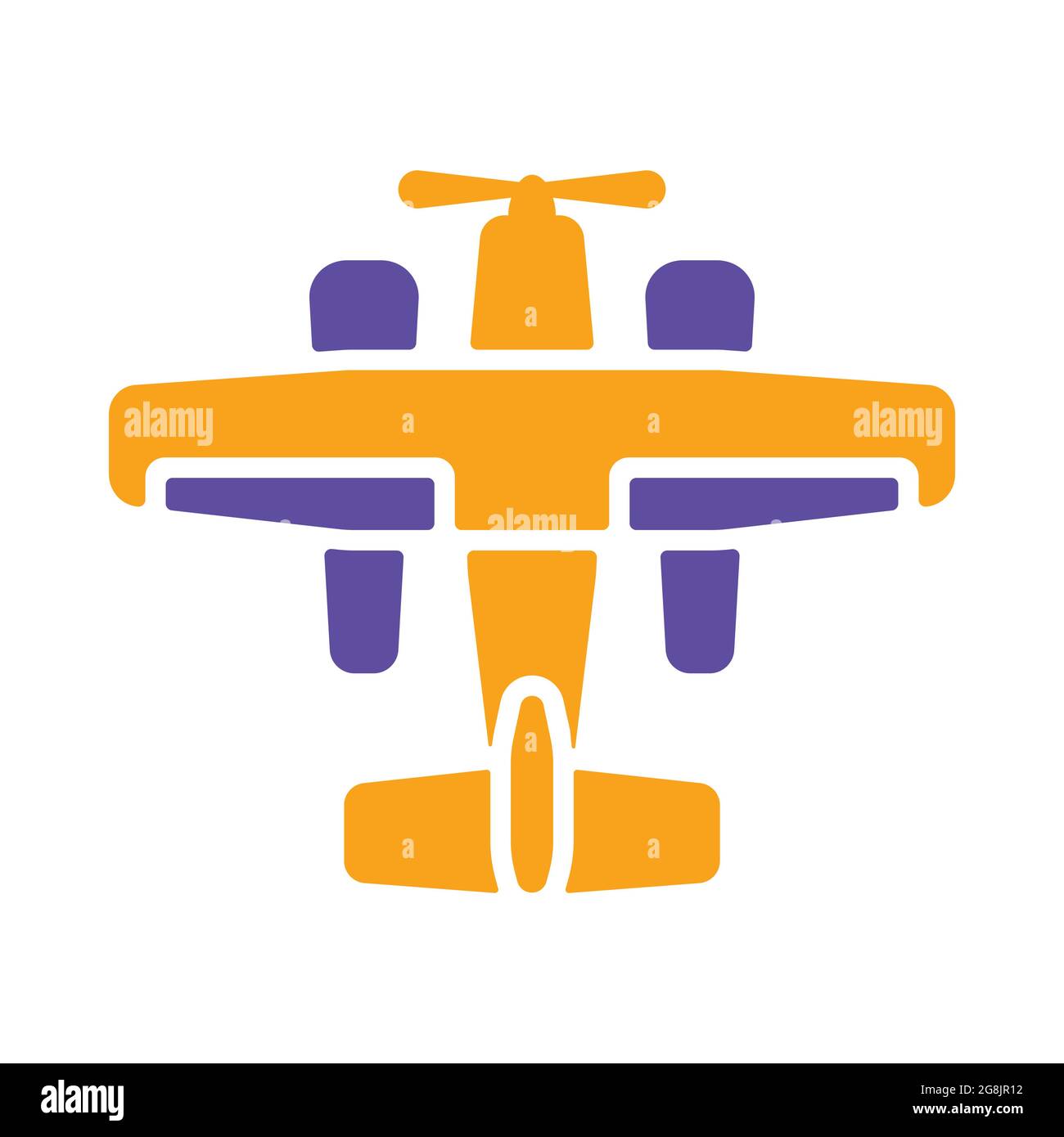 Small amphibian seaplane, plane flat vector glyph icon. Graph symbol ...