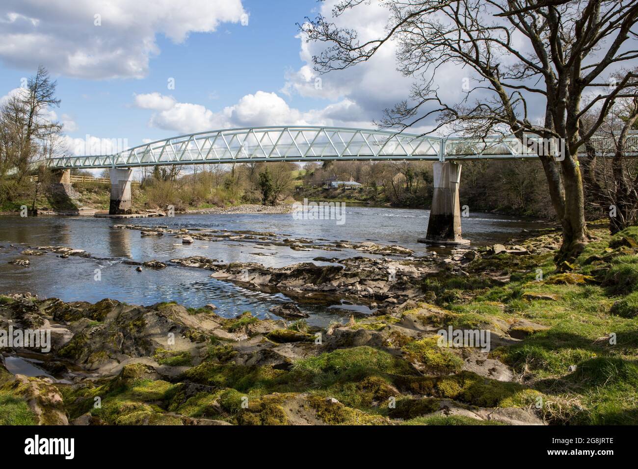 Dinkley footbridge crossing the river ribble near hurst green with ...