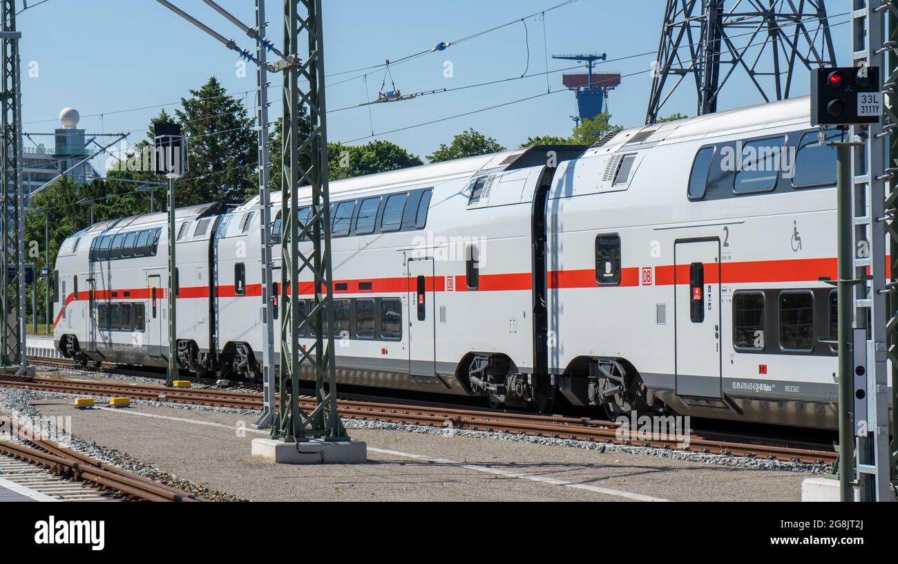 WARNEMUENDE, GERMANY - Jun 20, 2021: The train of Deutsche Bahn in the ...