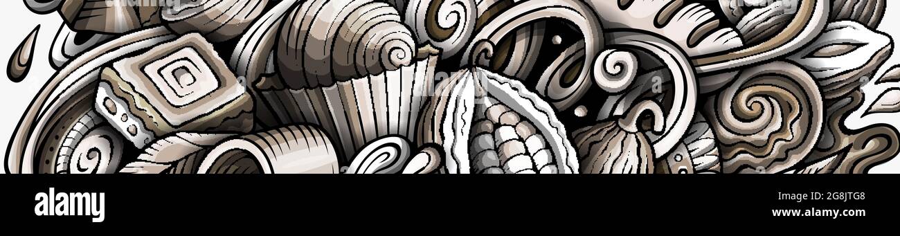Chocolate doodle banner cartoon Stock Vector Images - Alamy