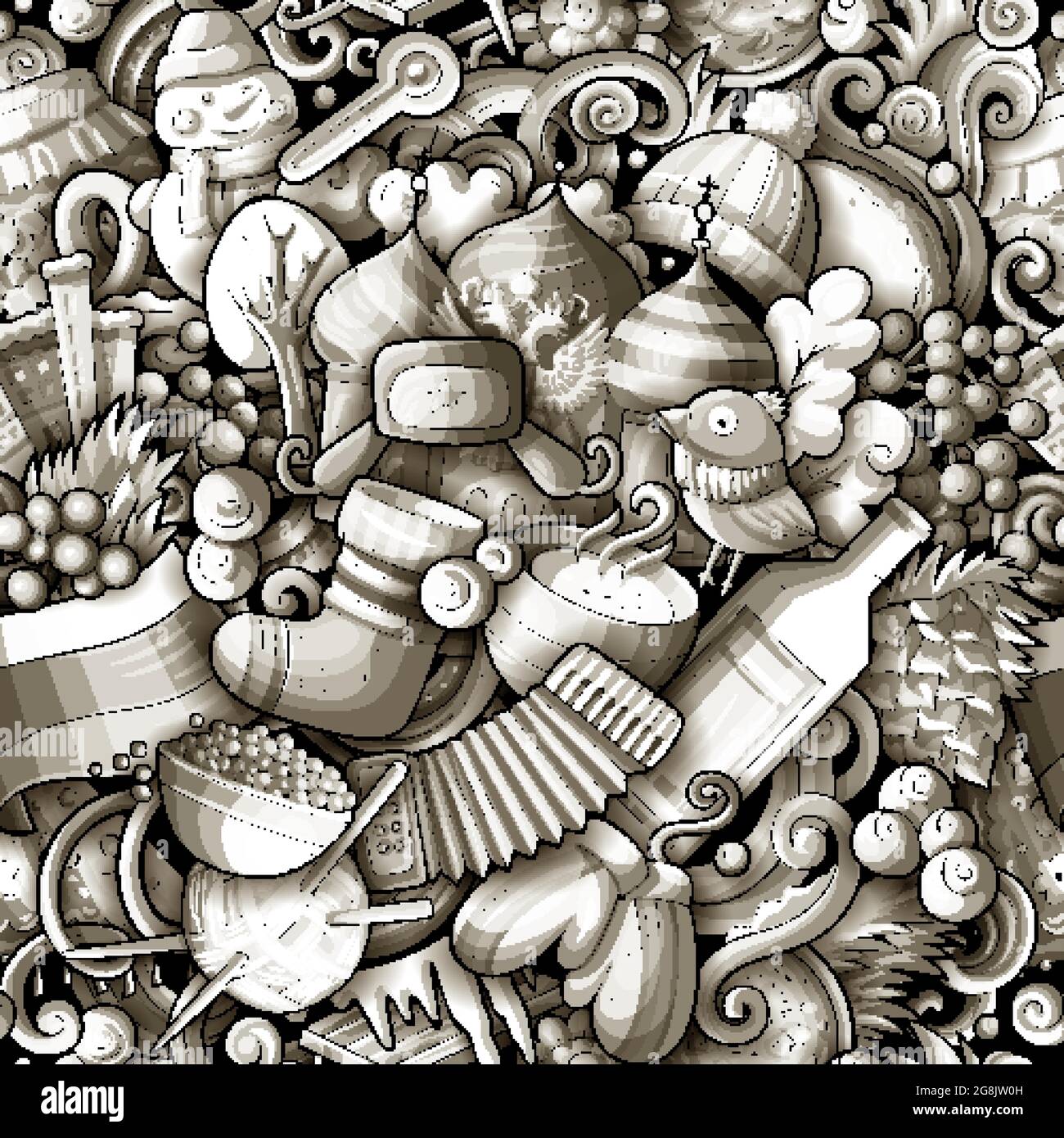 Cartoon doodles Russia seamless pattern Stock Vector Image & Art - Alamy