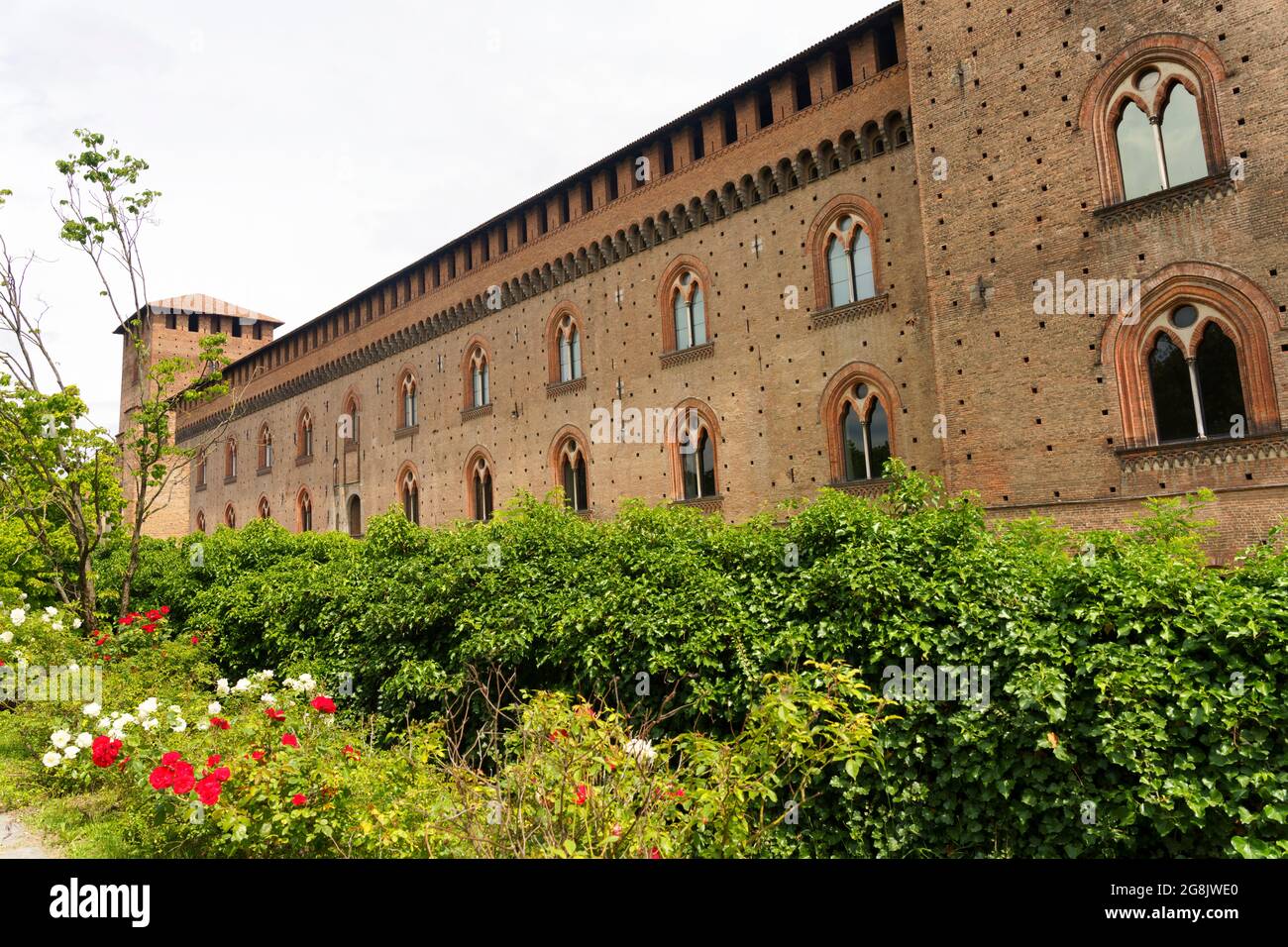 Exterior of the medieval castle in Pavia, Lombardy, Italy, known as ...