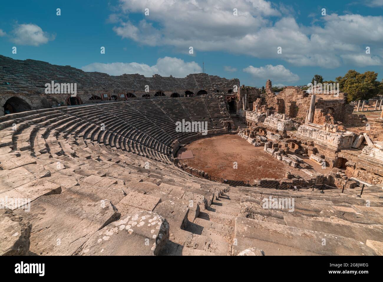 Ancient ruins and amphitheatre in Side Antalya, Turkey Stock Photo - Alamy