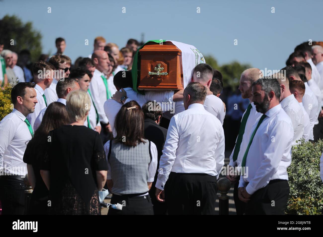 The coffin of Monaghan GAA U20 star Brendan Og Duffy is taken into St ...