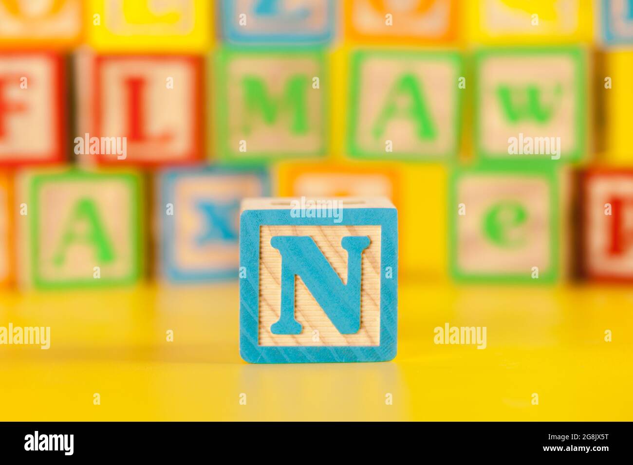 Photograph of colorful Wooden Block Letter N Stock Photo - Alamy
