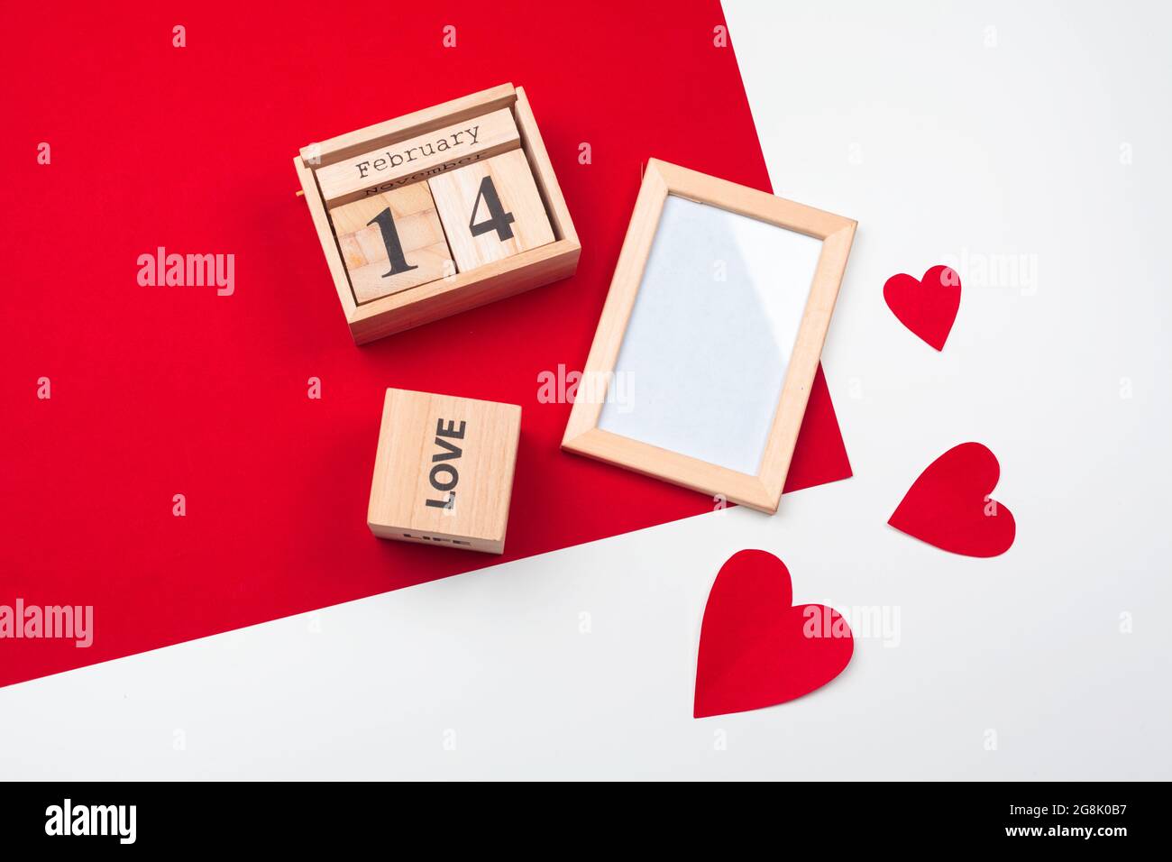 Valentines day theme with wooden block calendar Stock Photo - Alamy