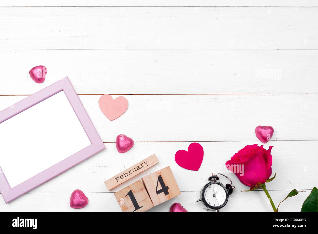Creative Valentine Day romantic composition flat lay top view love ...