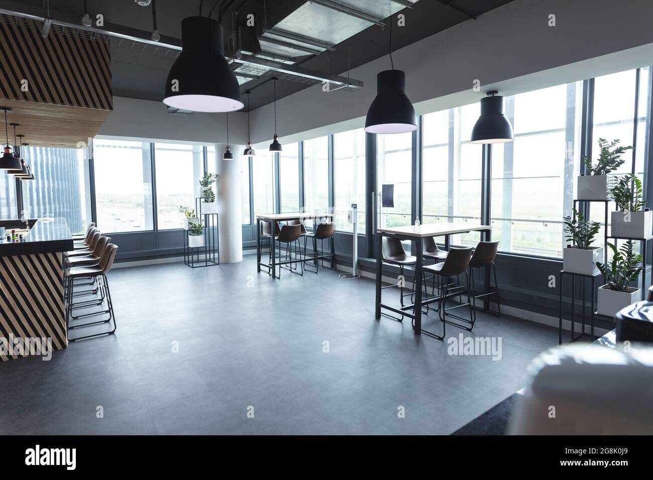 Interior of empty cafeteria with tables in modern office Stock Photo ...