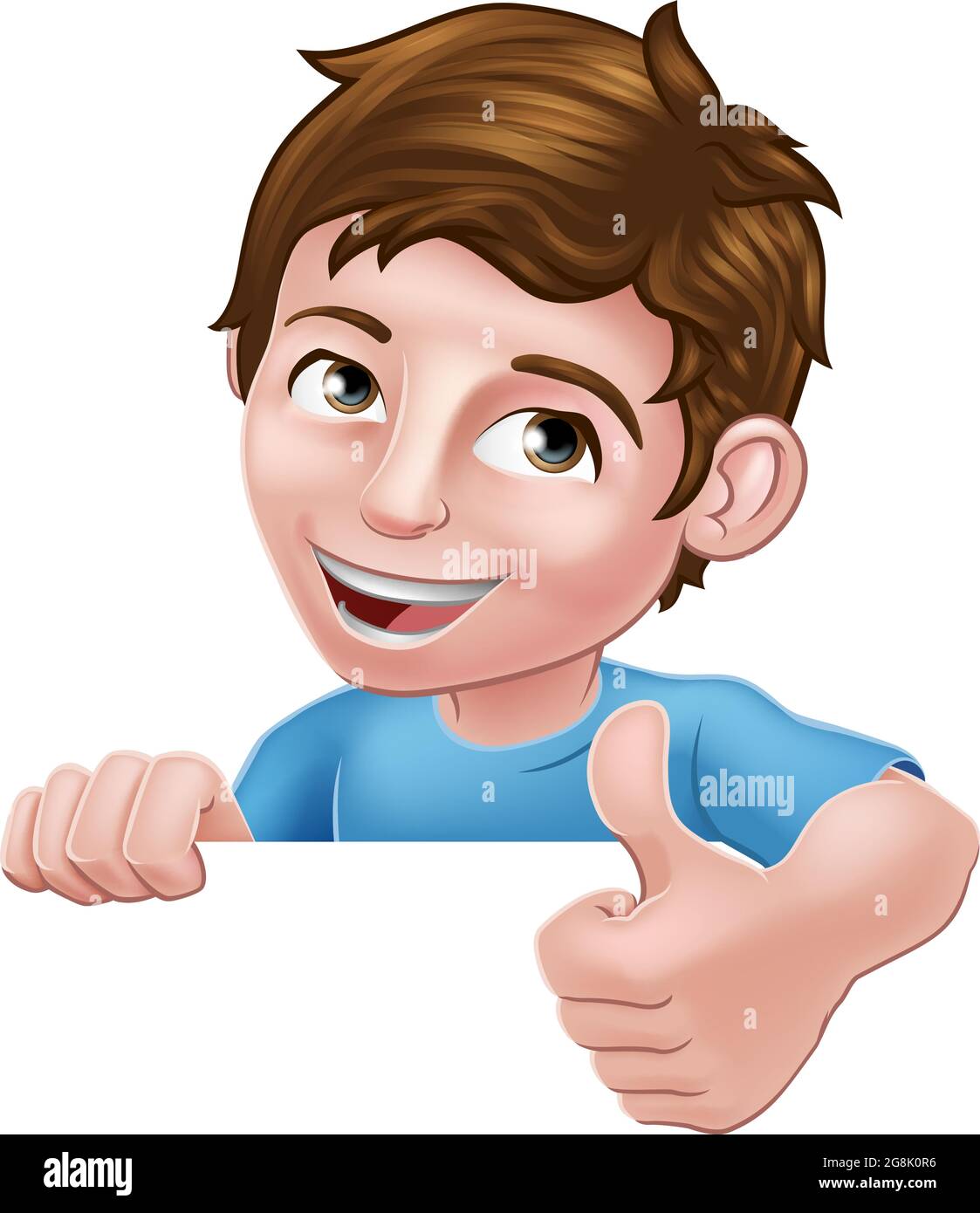 Boy Kid Thumbs Up Cartoon Child Peeking Over Sign Stock Vector Image ...