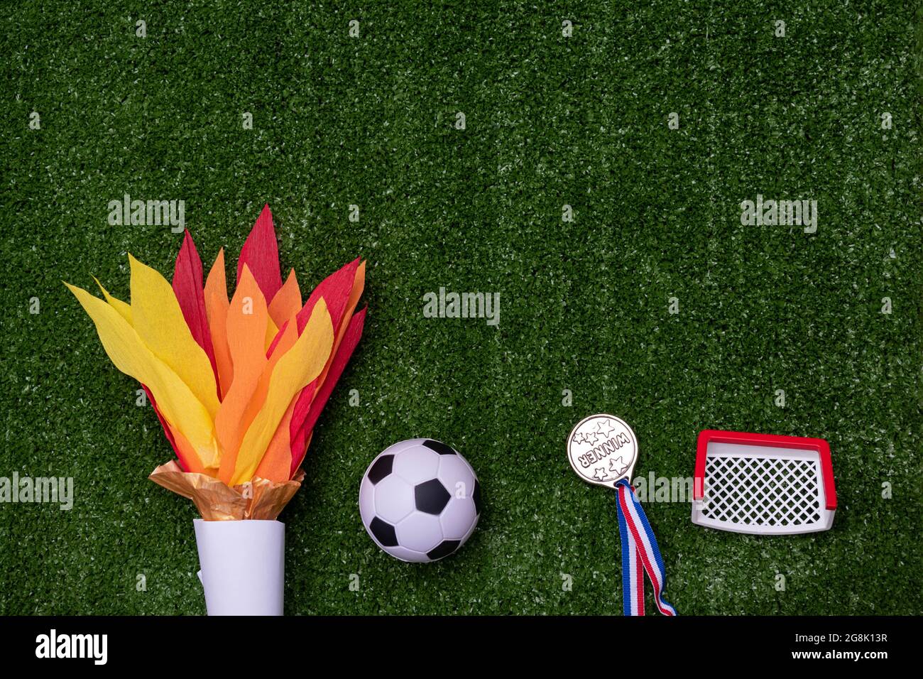 High angle shot of the Olympic football objects - Tokyo Olympic Games ...