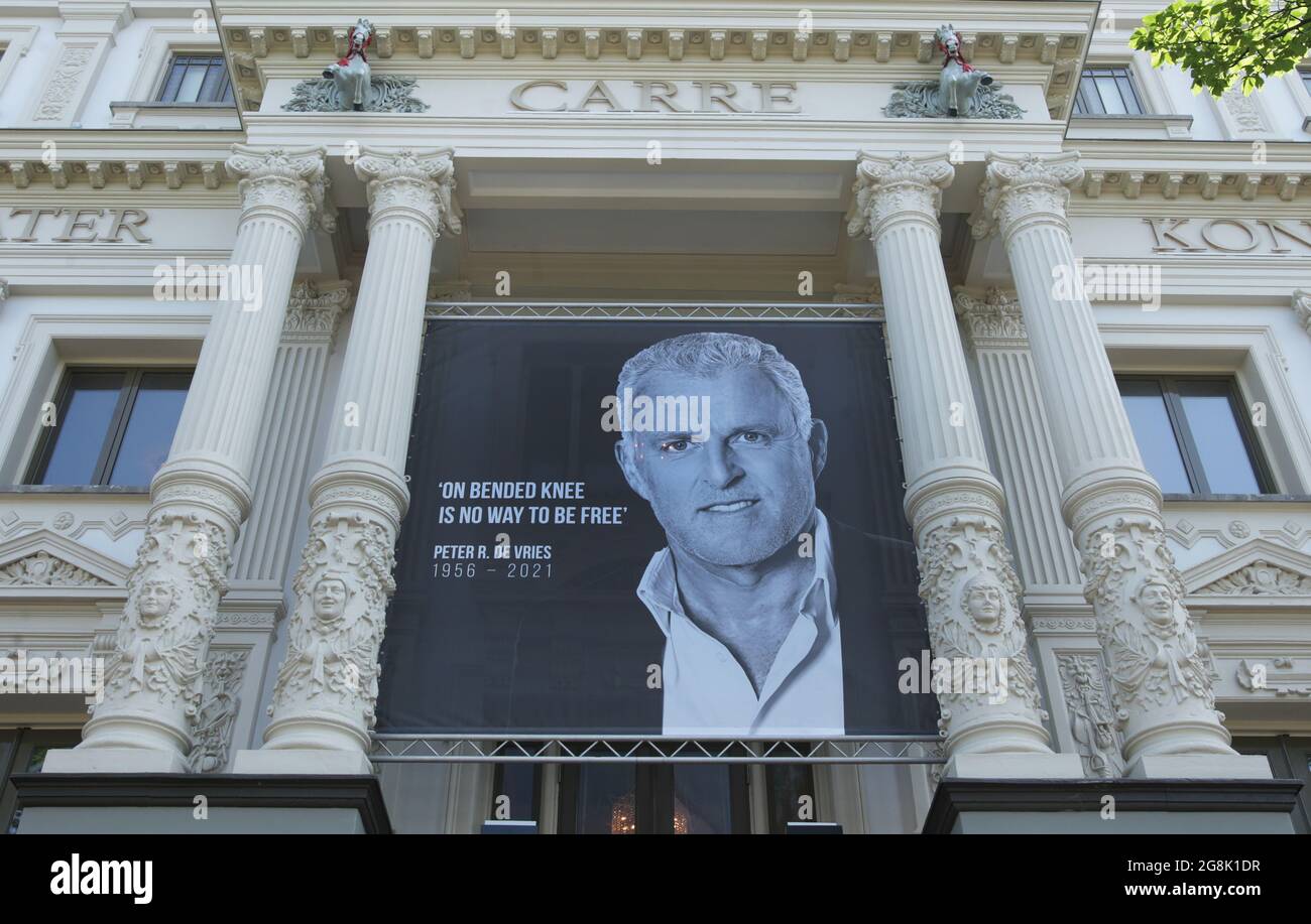 A giant picture of the Dutch journalist Peter R. de Vries are see with ...
