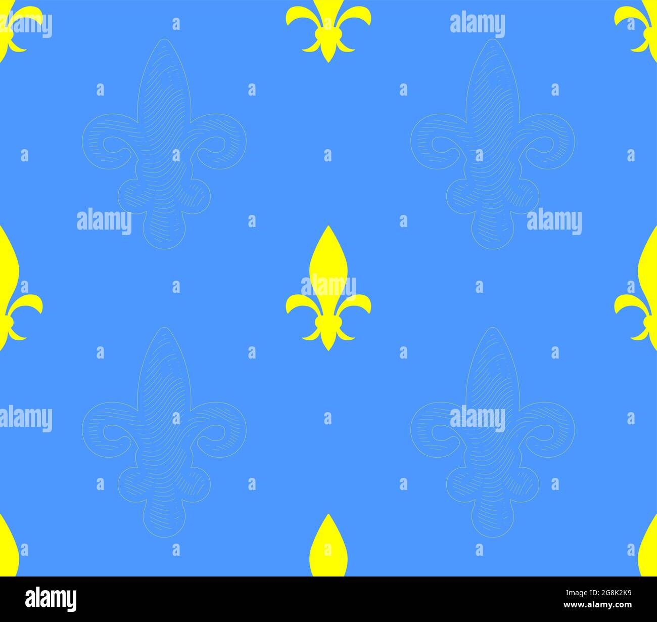 Vector seamless pattern of yellow heraldic icon. Unique yellow lily ...