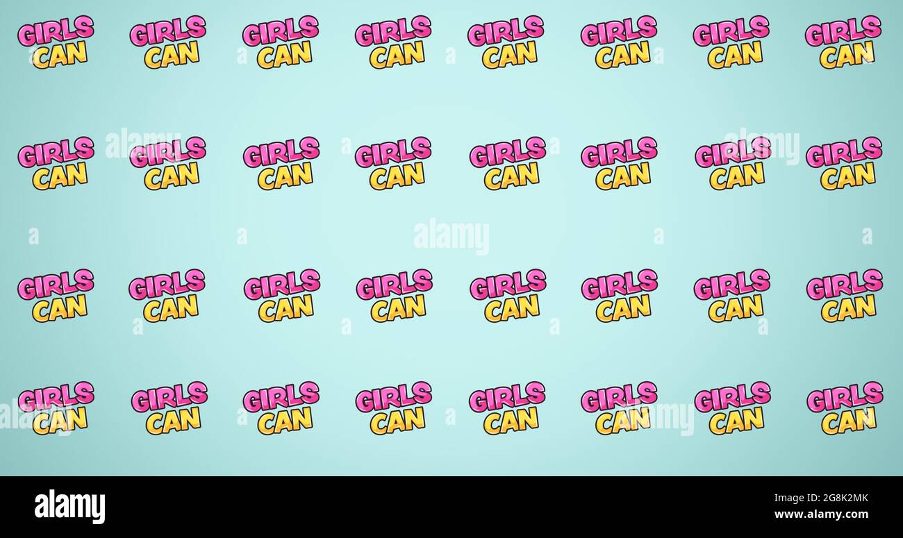 Composition of text girls can on white background Stock Photo - Alamy