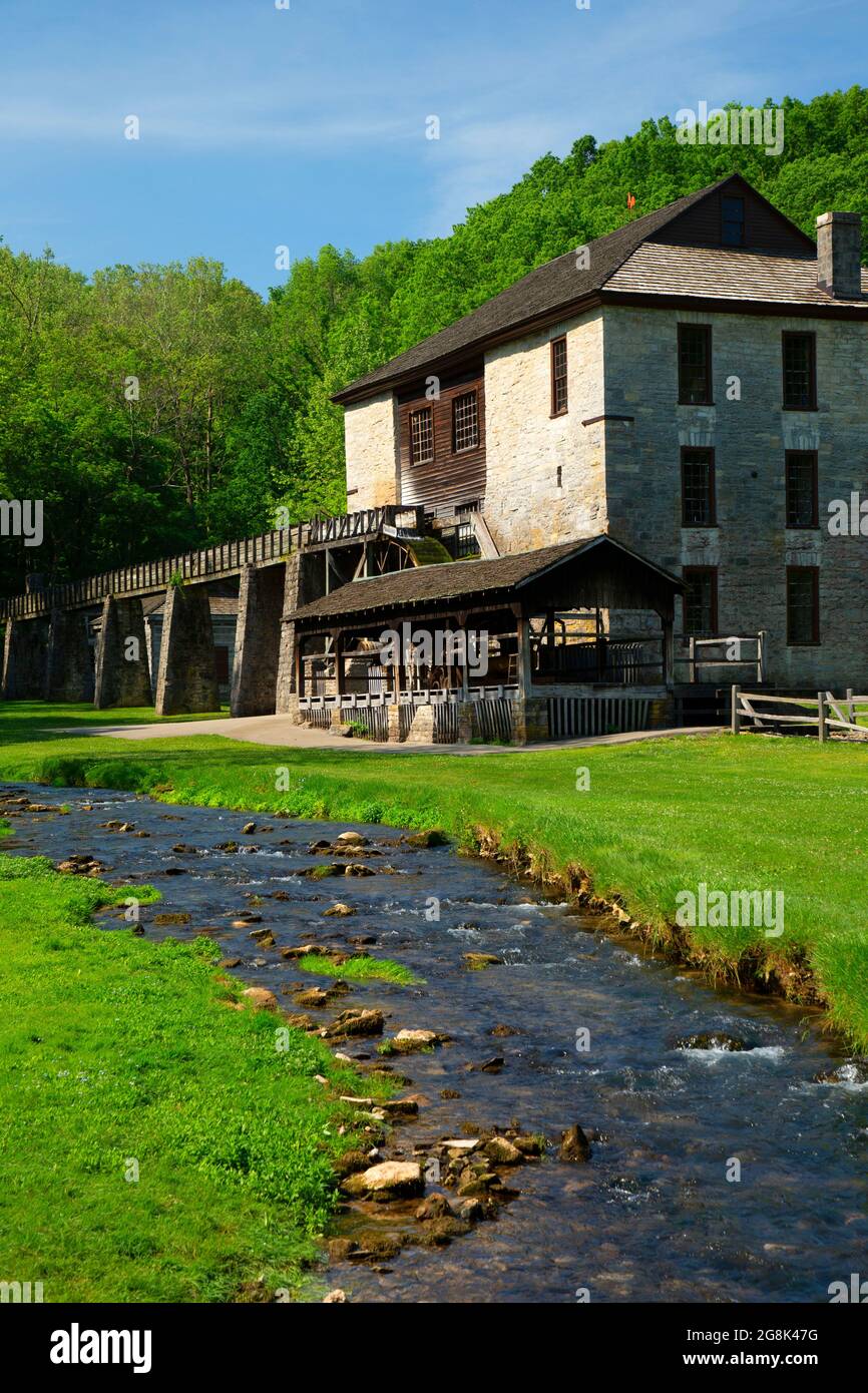 Grist Mill, Spring Mill State Park, Indiana Stock Photo - Alamy