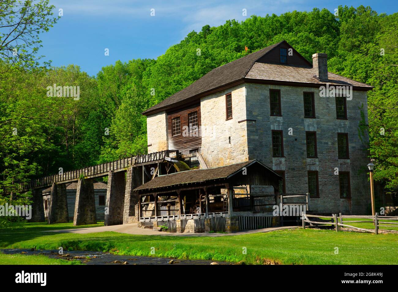 Grist Mill, Spring Mill State Park, Indiana Stock Photo - Alamy