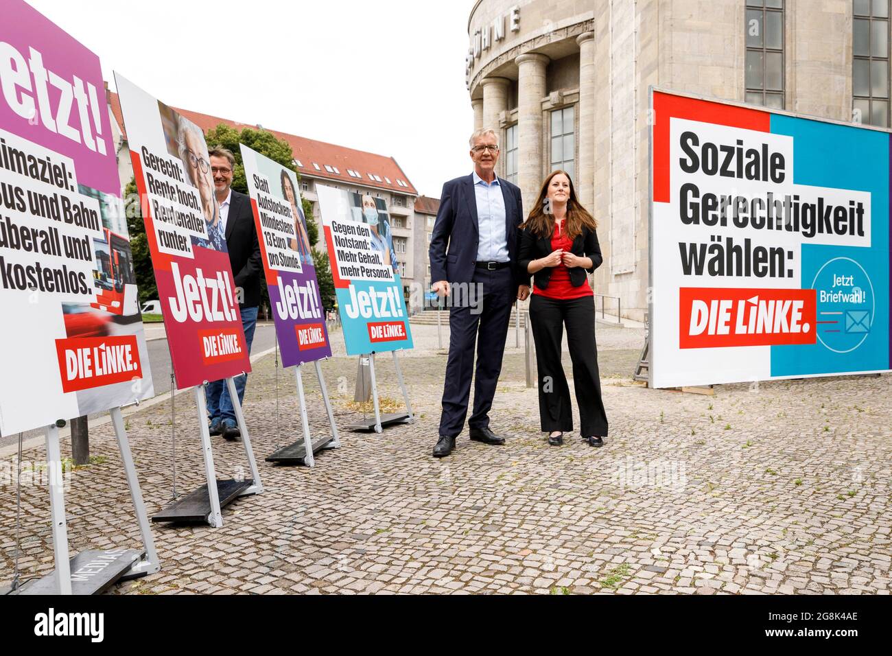 Berlin, Germany. 21st July, 2021. Janine Wissler and Dietmar Bartsch ...