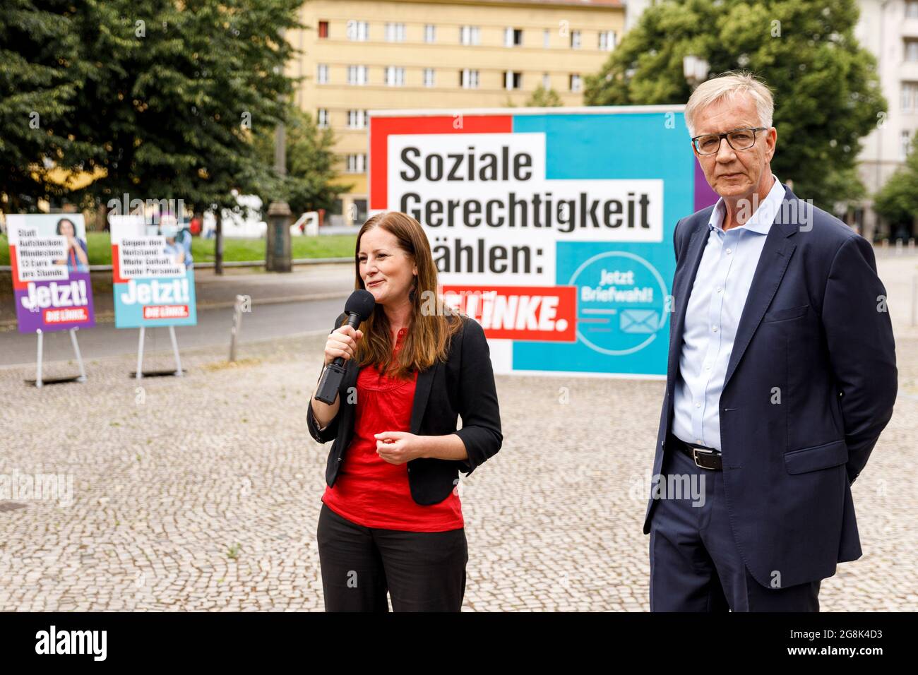 Berlin, Germany. 21st July, 2021. Janine Wissler and Dietmar Bartsch ...