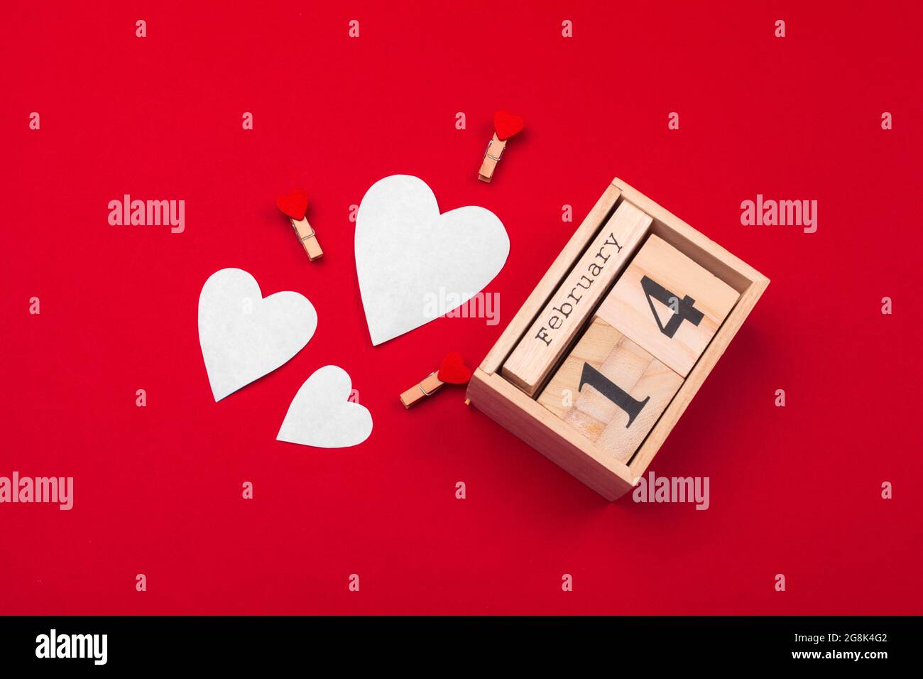 Valentines day theme with wooden block calendar Stock Photo - Alamy
