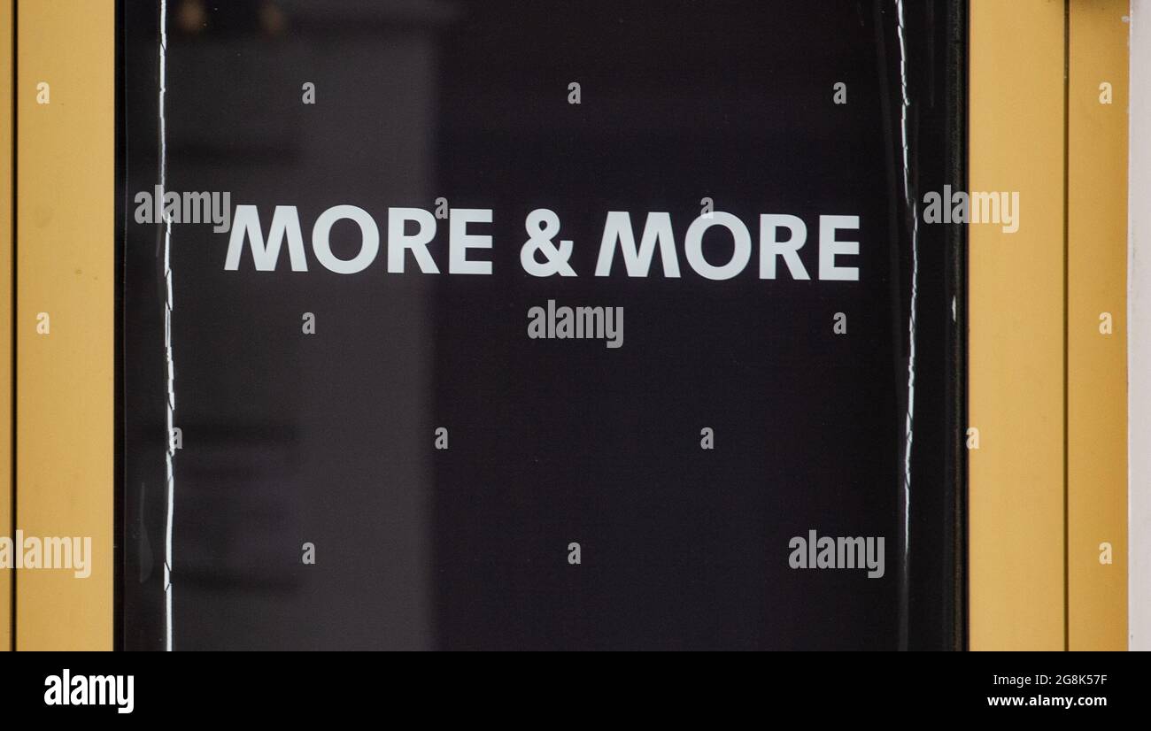 Logo und Schriftzug von More & More. (Photo by Alexander Pohl/Sipa USA ...