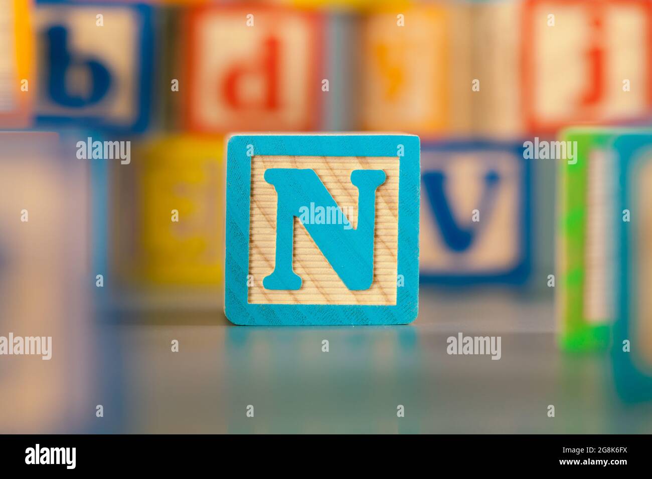 Photograph of colorful Wooden Block Letter N Stock Photo - Alamy