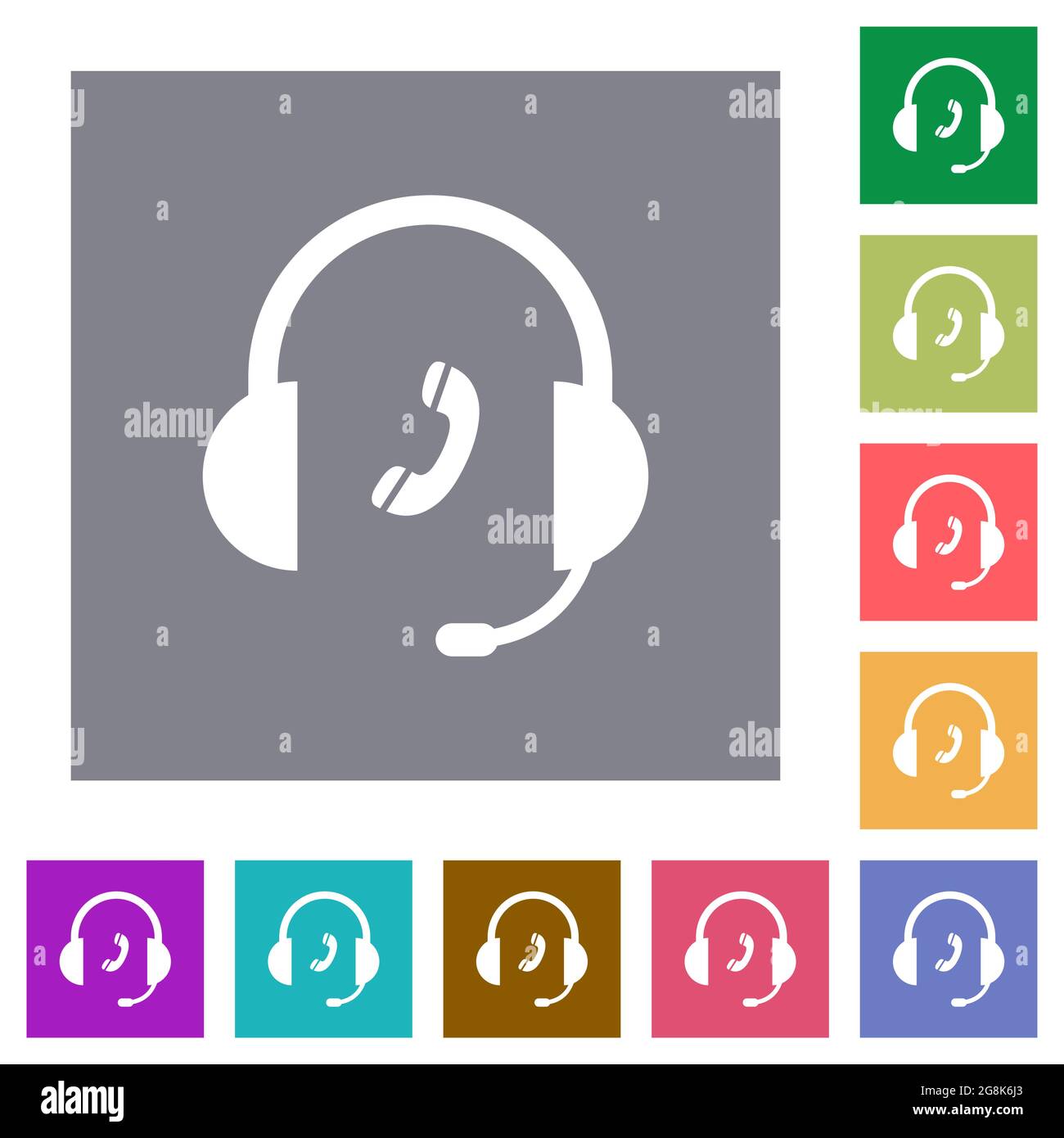 Call customer service flat icons on simple color square backgrounds Stock Vector Image & Art - Alamy